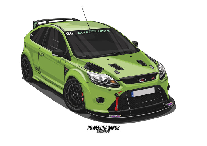 Ford Focus RS 2010 – POWERDRAWINGS - Dein Fahrzeug als Zeichnung